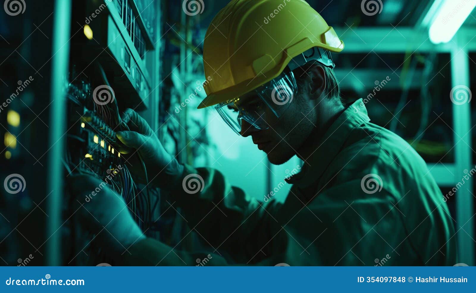 Technician Working on Server Rack Network Maintenance Data Center Stock ...
