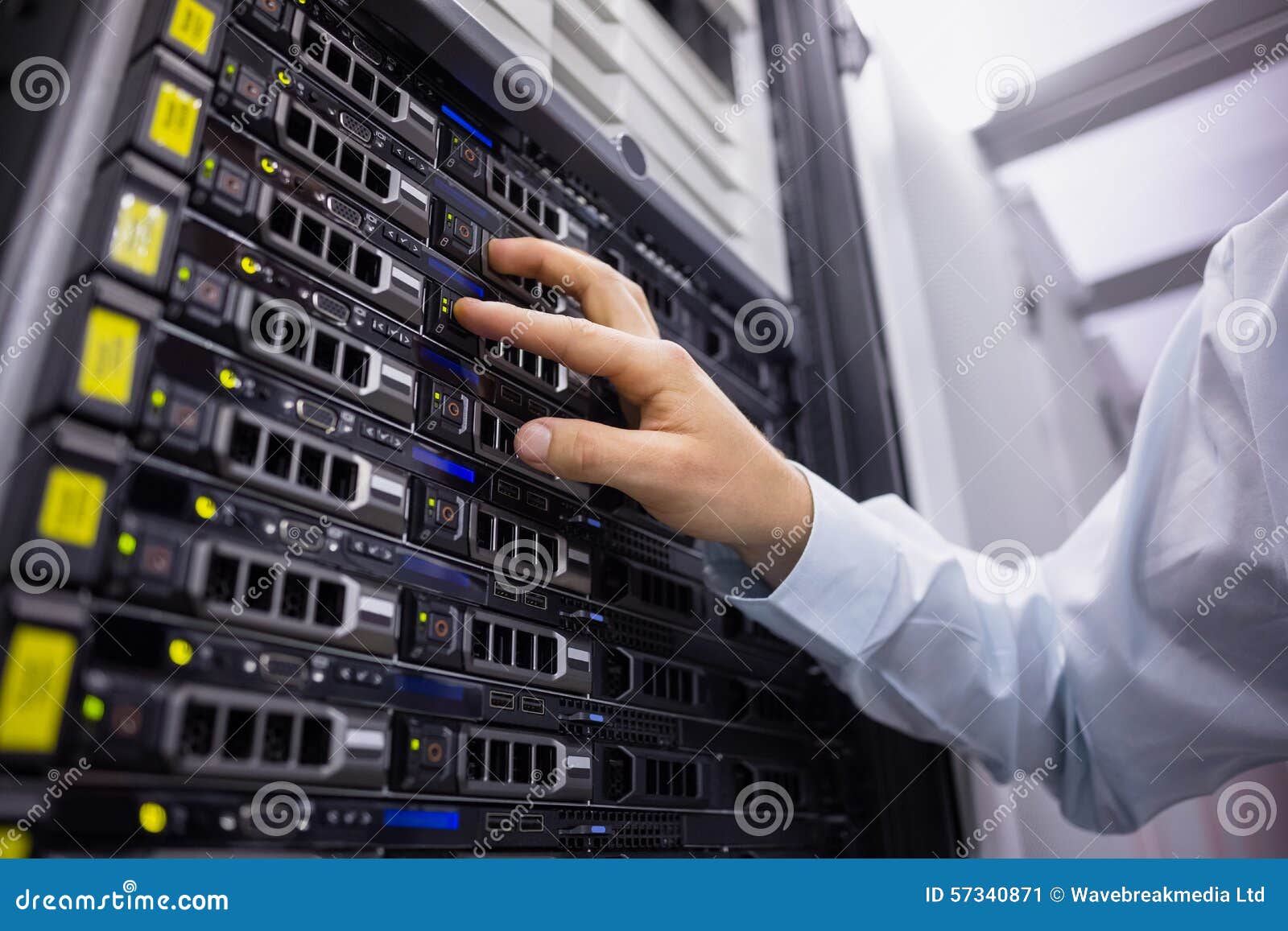 Technician Working on Server Tower Stock Image - Image of technician ...