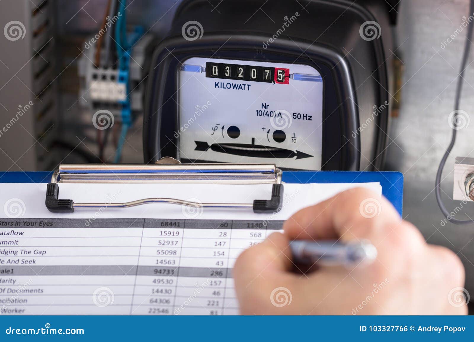Technician Writing Reading of Meter on Clipboard Stock Photo - Image of ...
