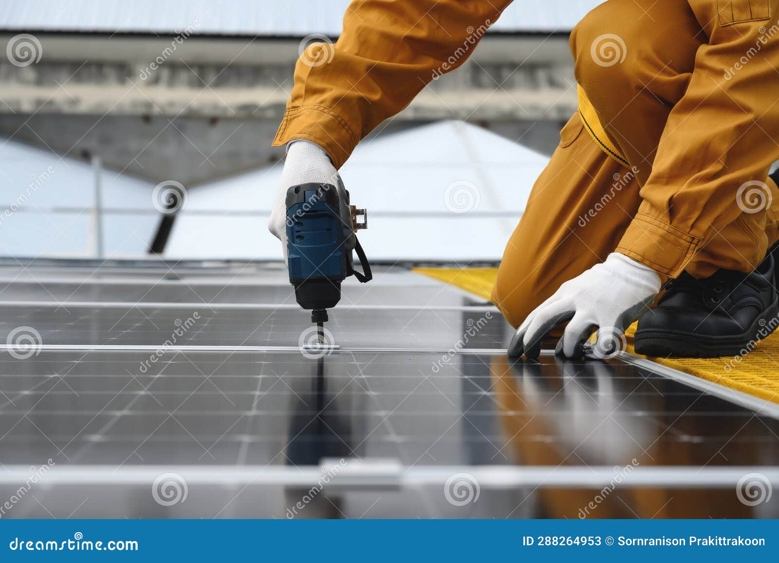 Technician Young Wearing Safety Protective Clothing on Walkway and ...