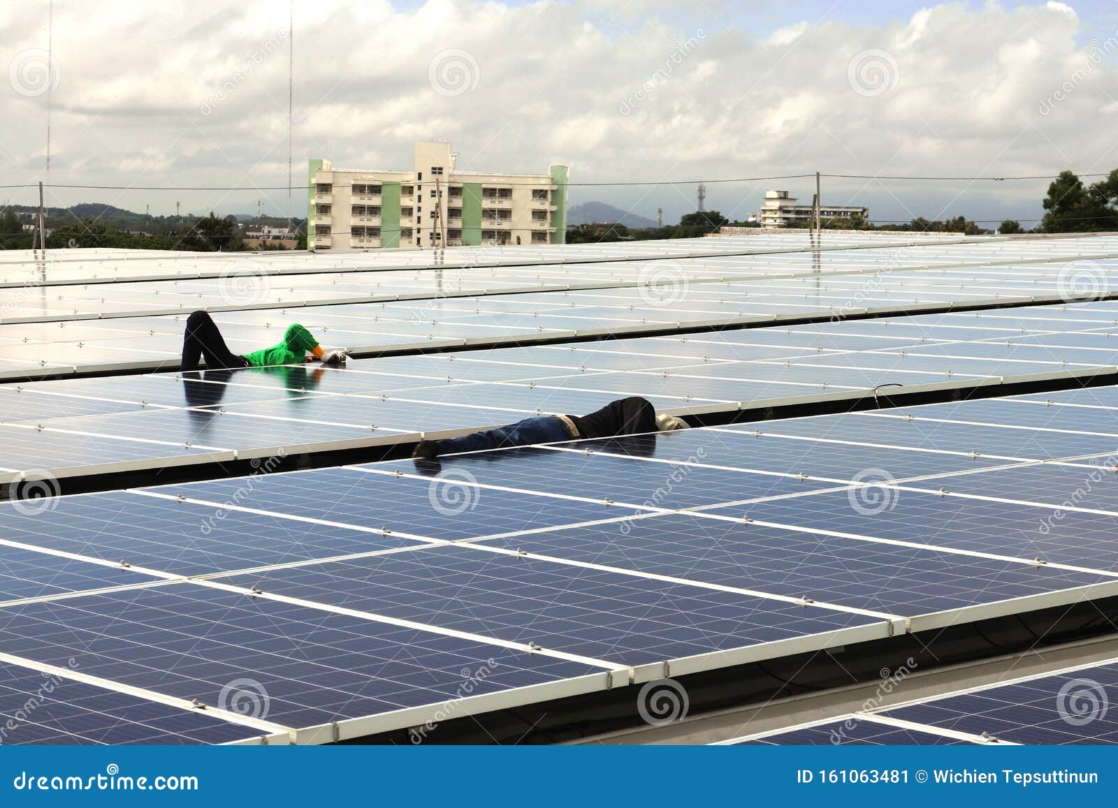 Solar PV Rooftop Grounding Installation Detail Royalty-Free Stock ...