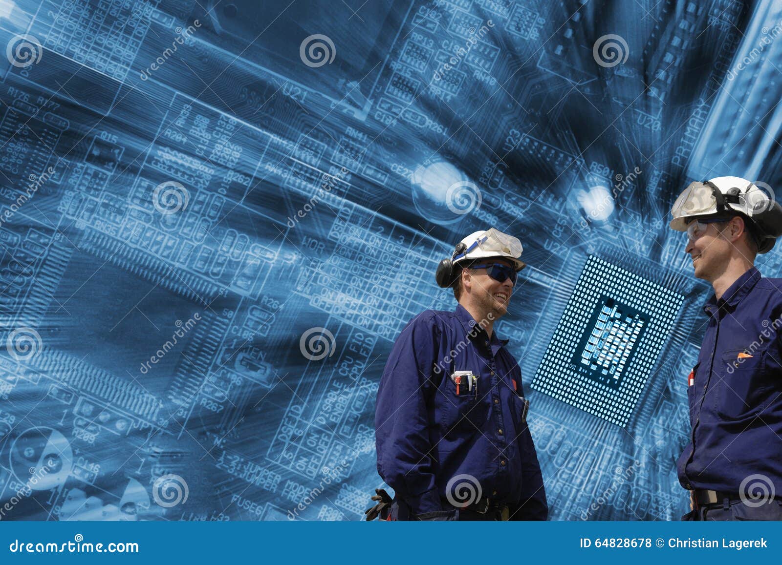 Technicians, Computers and Communication Stock Photo - Image of design ...