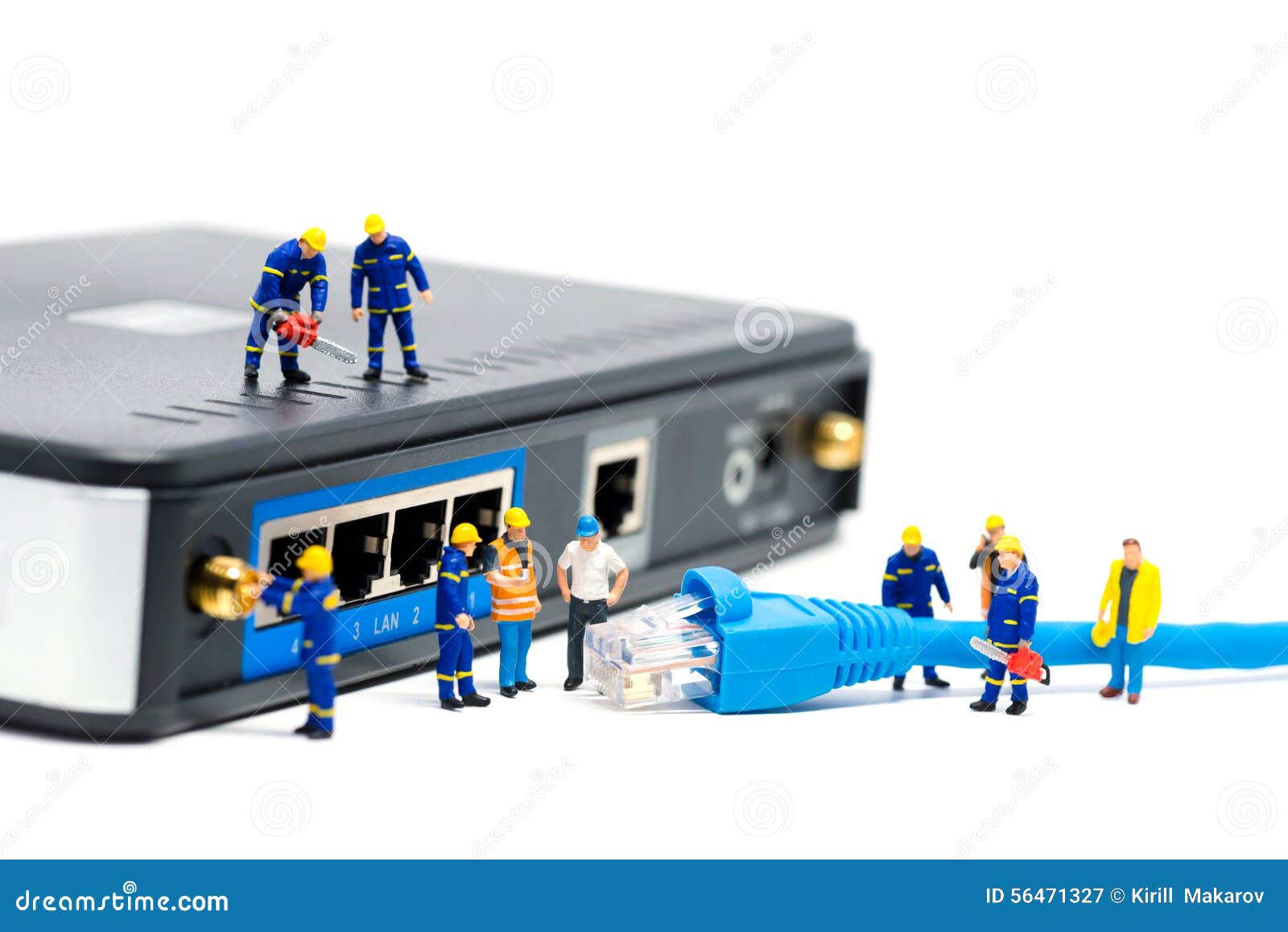 Technicians Connecting Network Cable. Network Connection Concept Stock ...