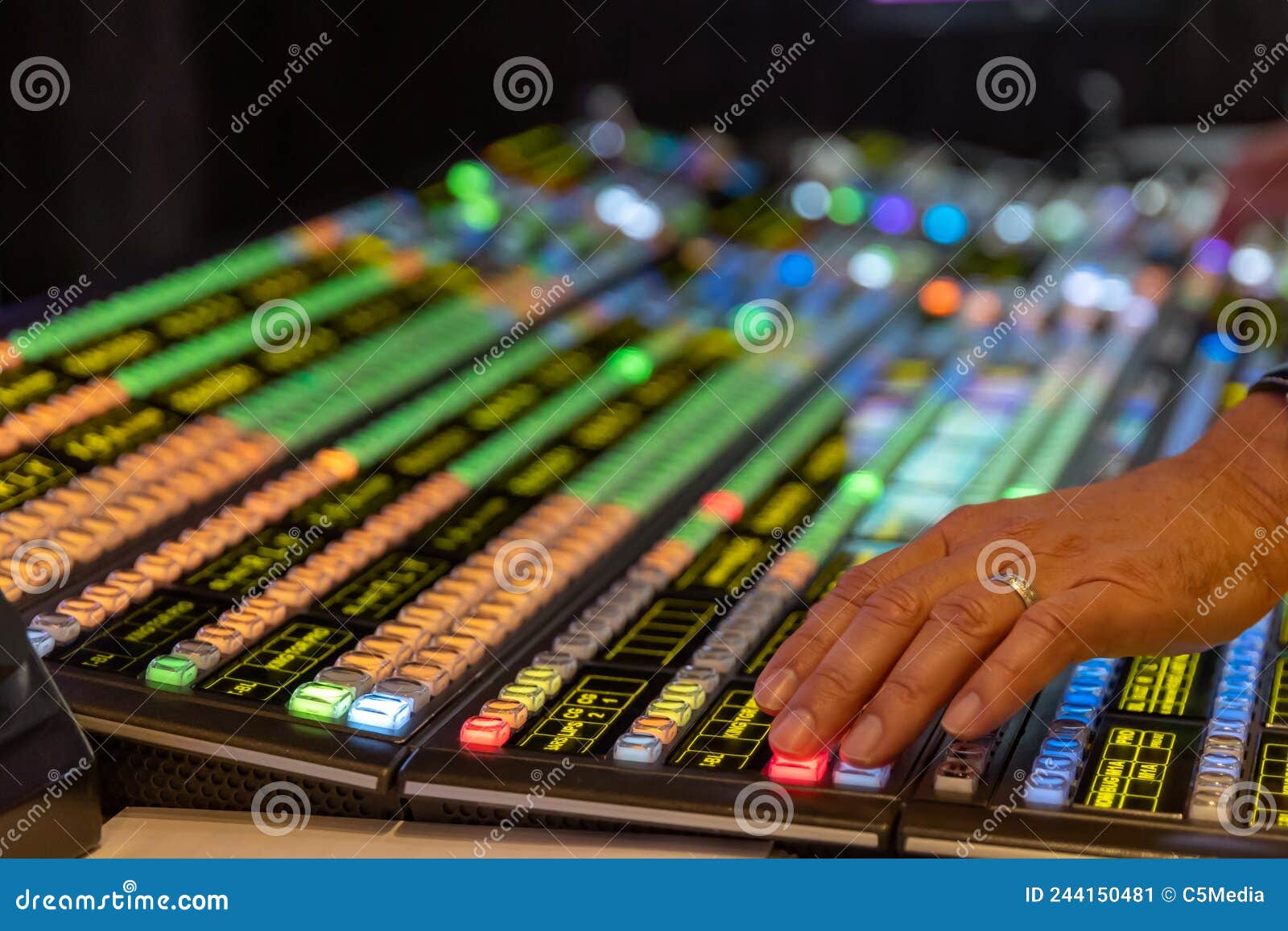 Technicians Hands Working on a Video Switcher Stock Image - Image of ...