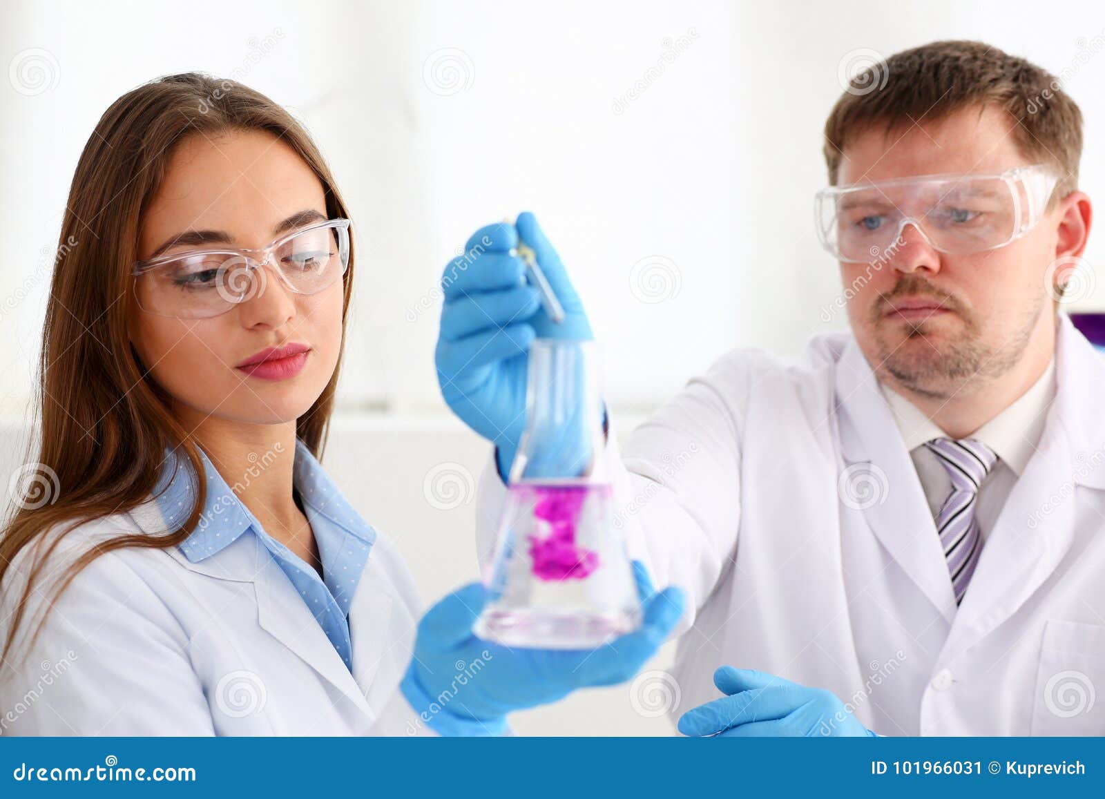 Technicians Hold in Arms Sample Bottle with Fluid Stock Image - Image ...