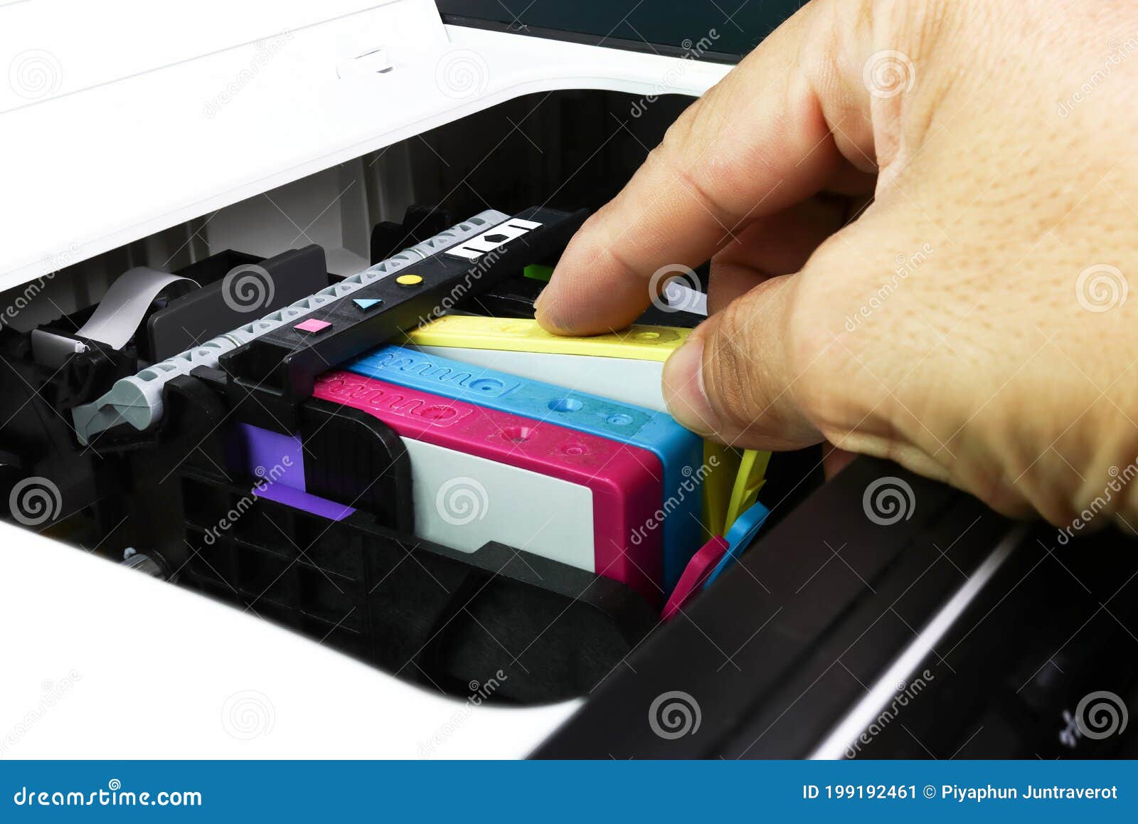Technicians are Install Setup the Ink Cartridge of a Inkjet Printer ...