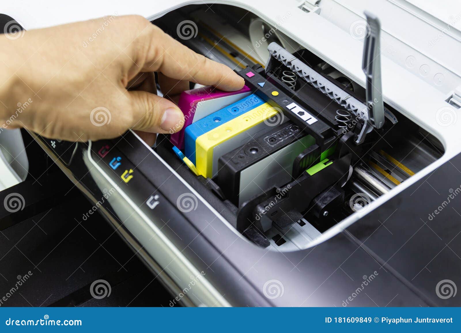 Technicians are Install Setup the Ink Cartridge of a Inkjet Printer the ...