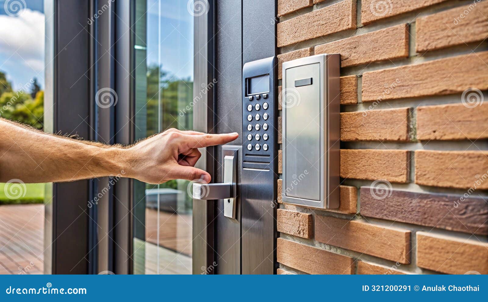 Technicians Installing a Secure Entry System at a Corporate Office ...