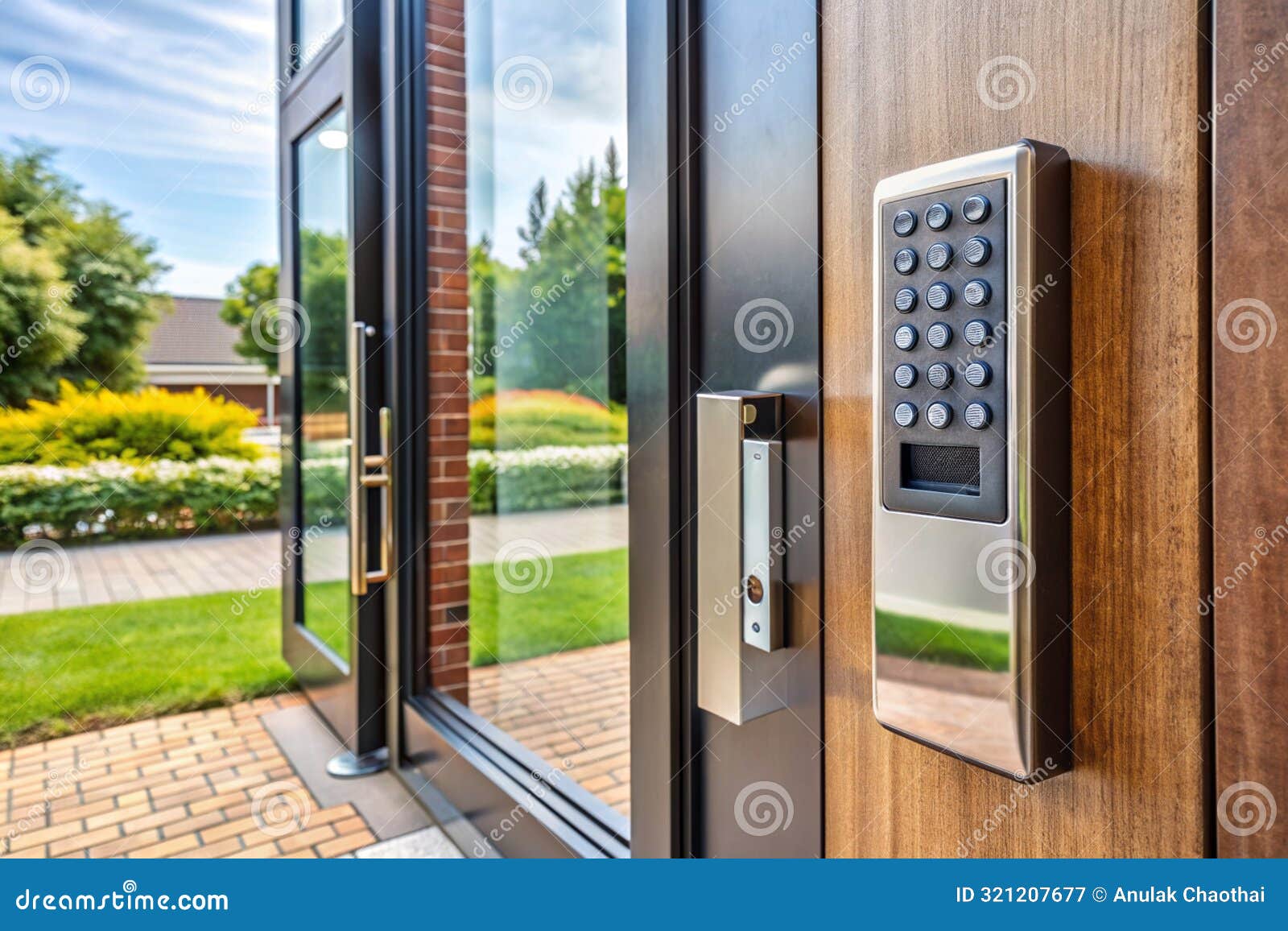 Technicians Installing a Secure Entry System at a Corporate Office ...