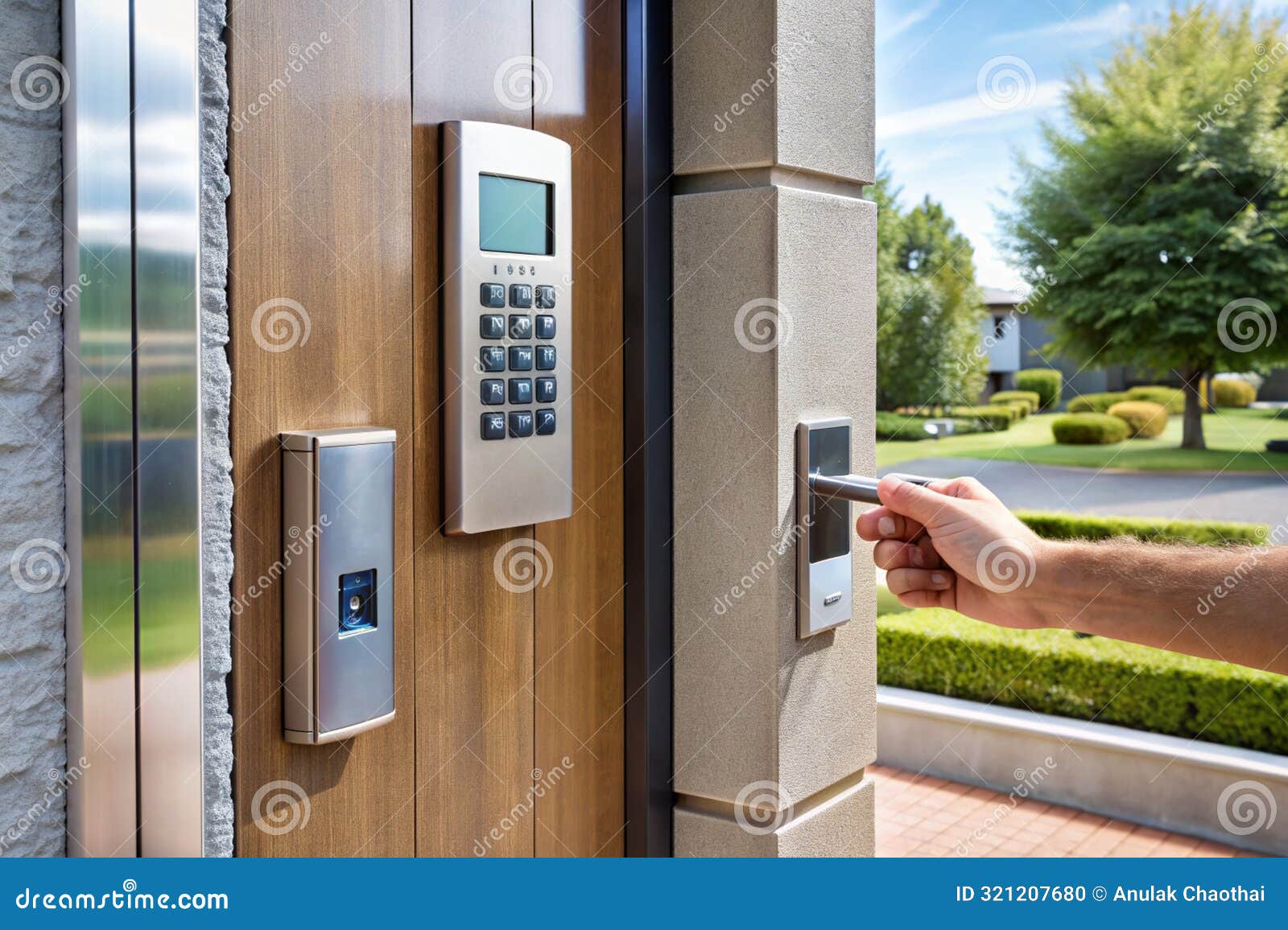Technicians Installing a Secure Entry System at a Corporate Office ...