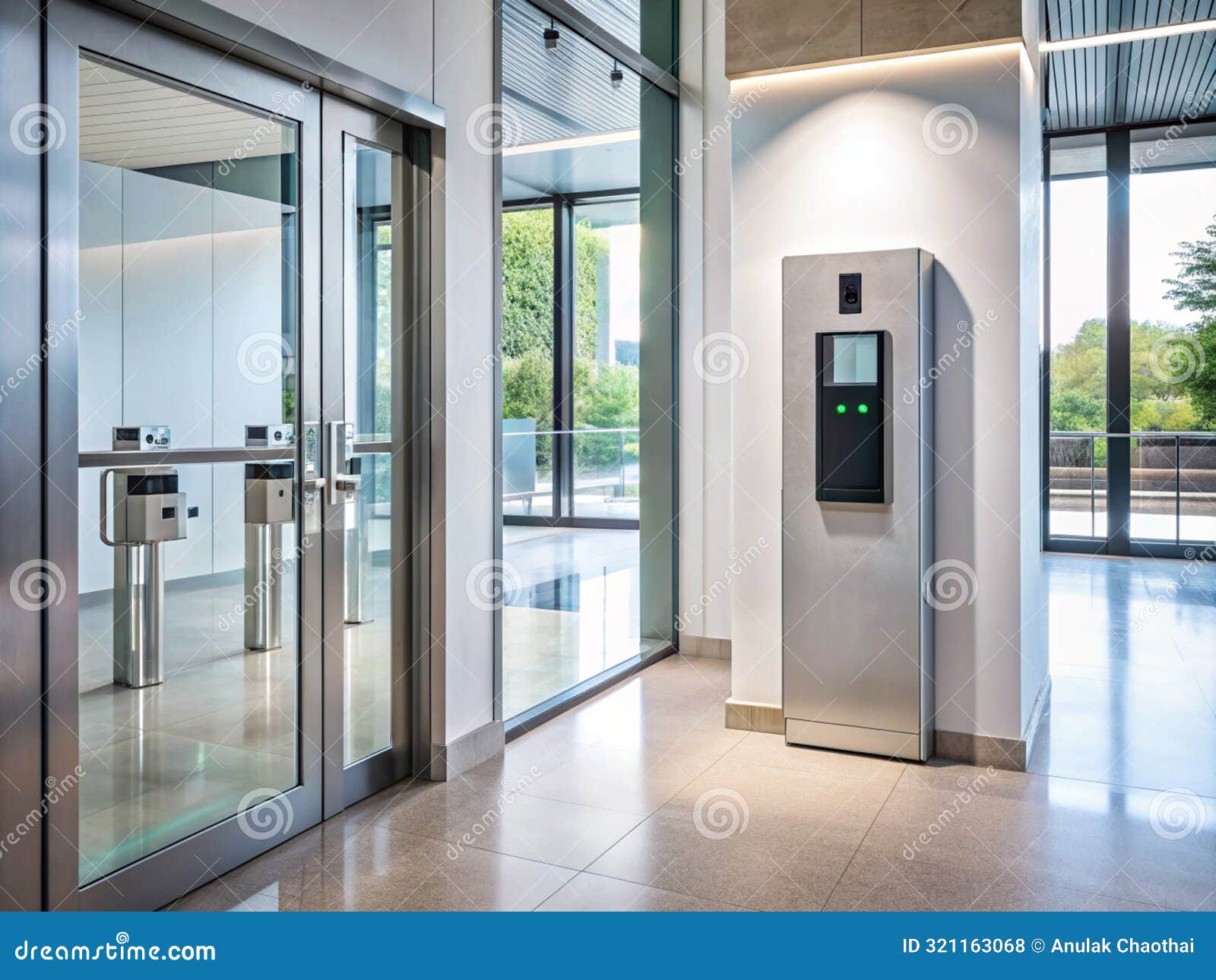 Technicians Installing a Secure Entry System at a Corporate Office ...