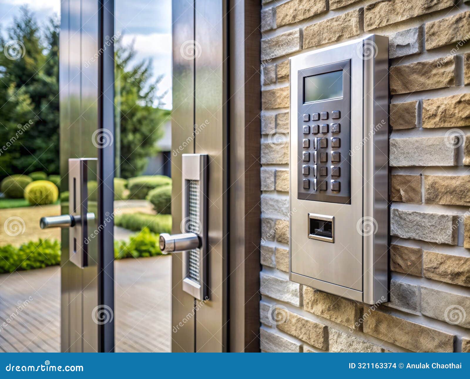 Technicians Installing a Secure Entry System at a Corporate Office ...