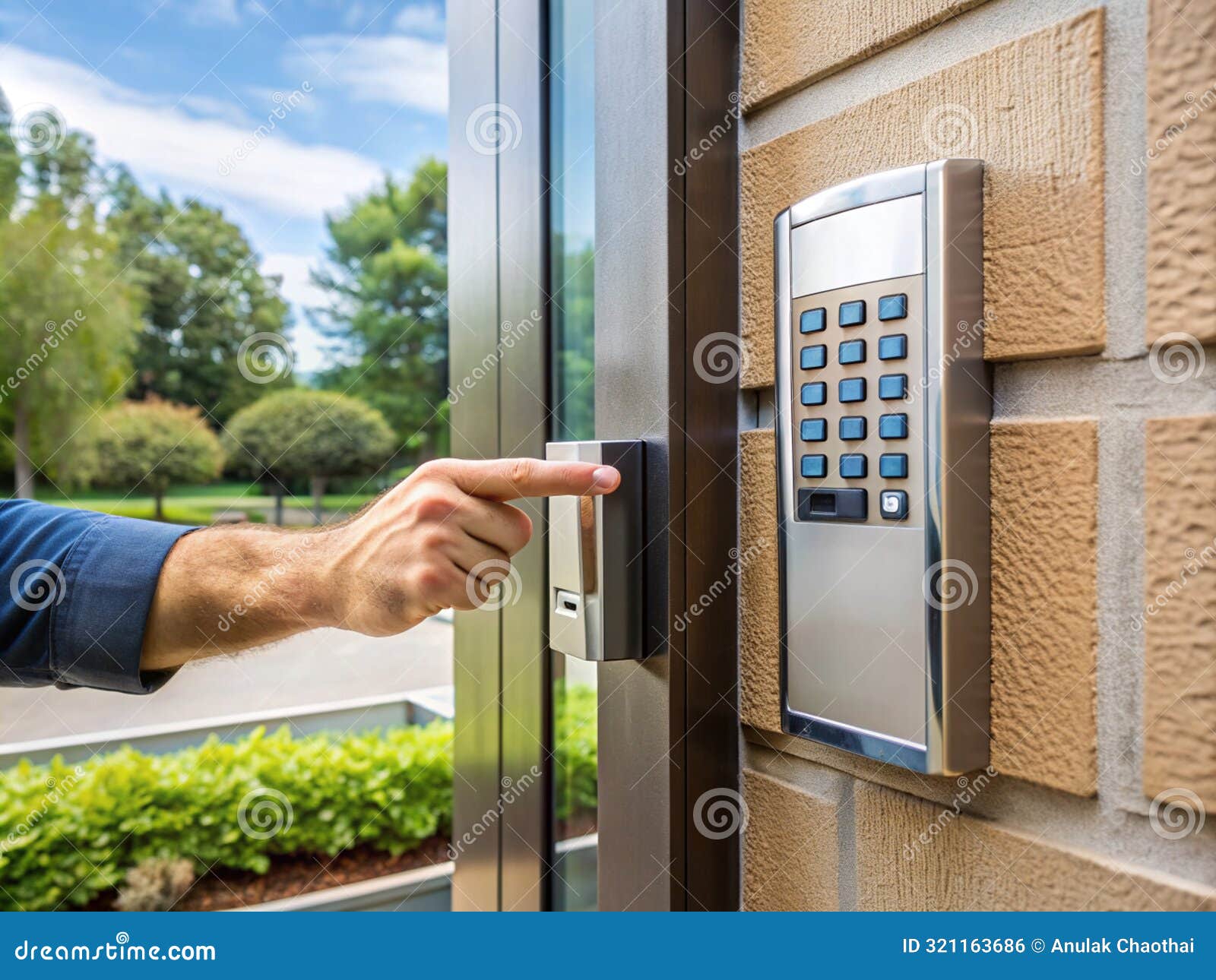 Technicians Installing a Secure Entry System at a Corporate Office ...