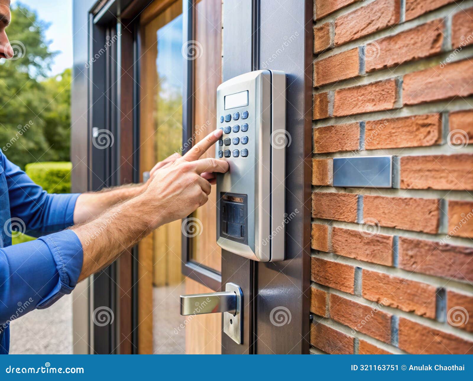 Technicians Installing a Secure Entry System at a Corporate Office ...
