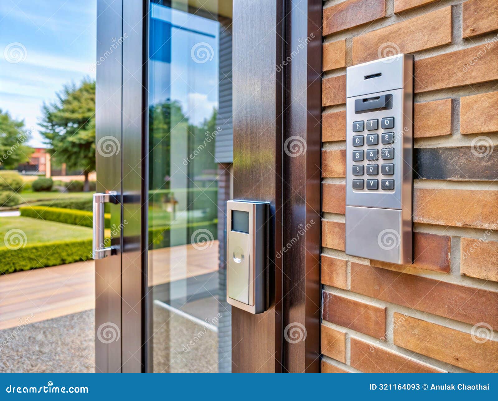 Technicians Installing a Secure Entry System at a Corporate Office ...