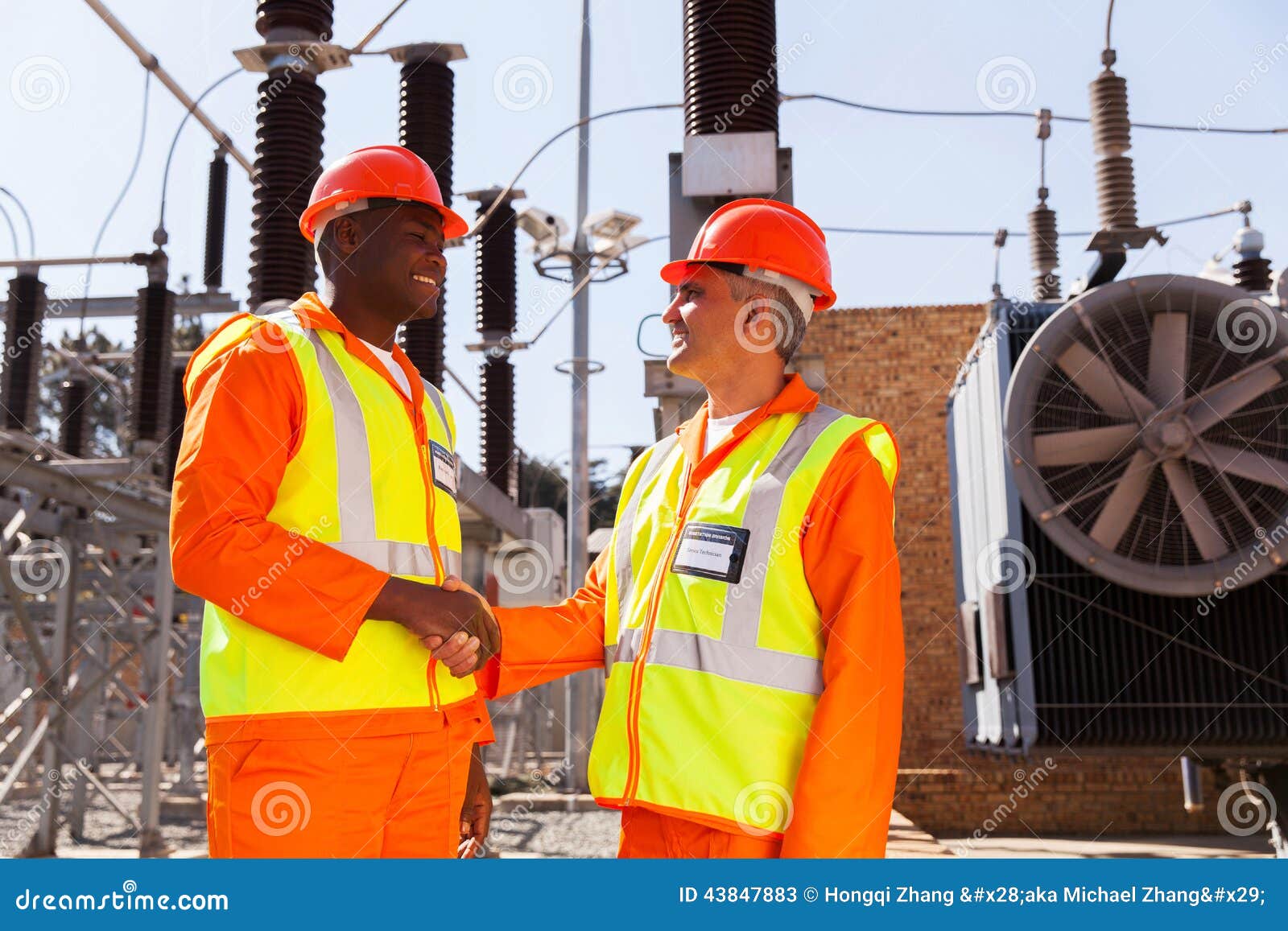 Technicians Meeting Substation Stock Image - Image of african, modern ...