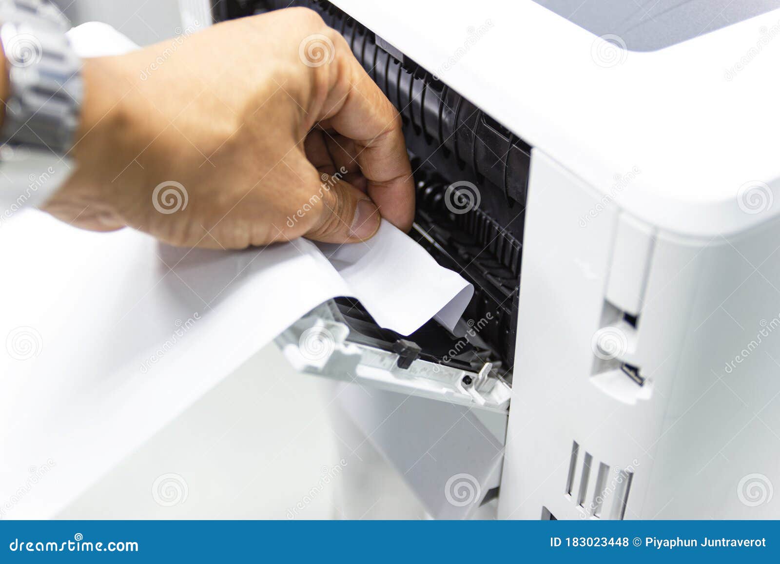 Technicians Removing Paper Stuck, Paper Jam in Printer Stock Photo ...