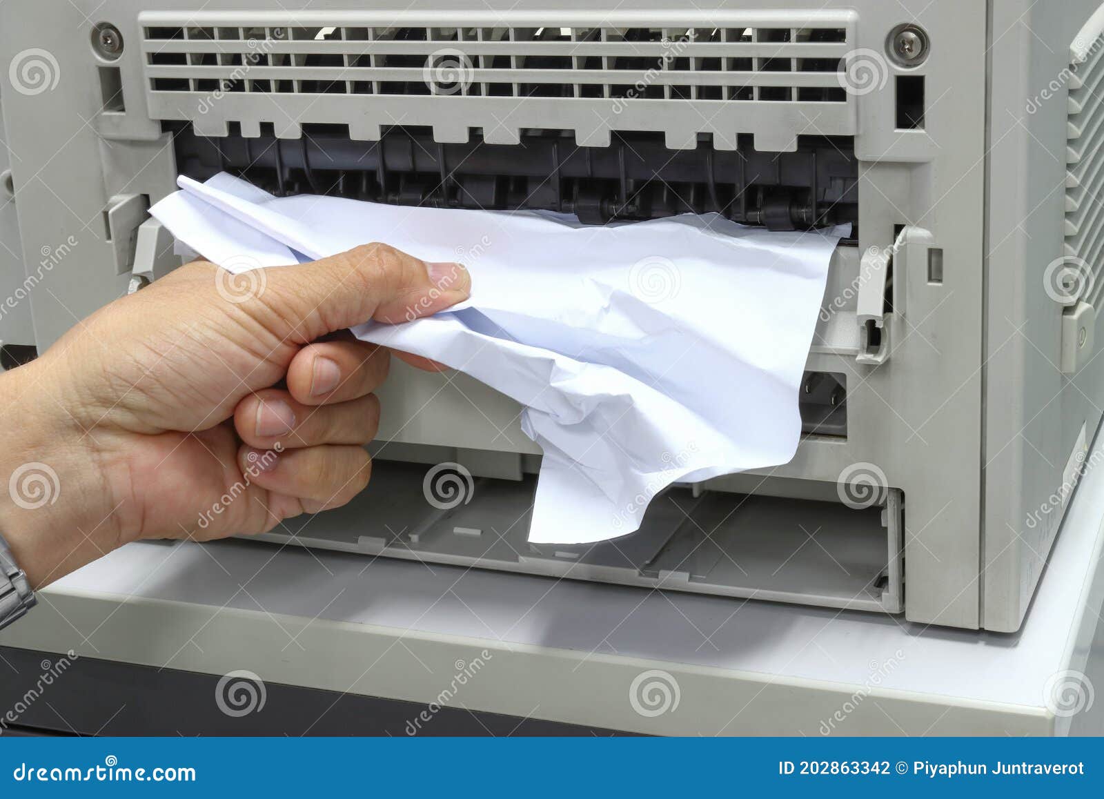 Technicians Removing Paper Stuck, Paper Jam in Printer Stock Photo ...