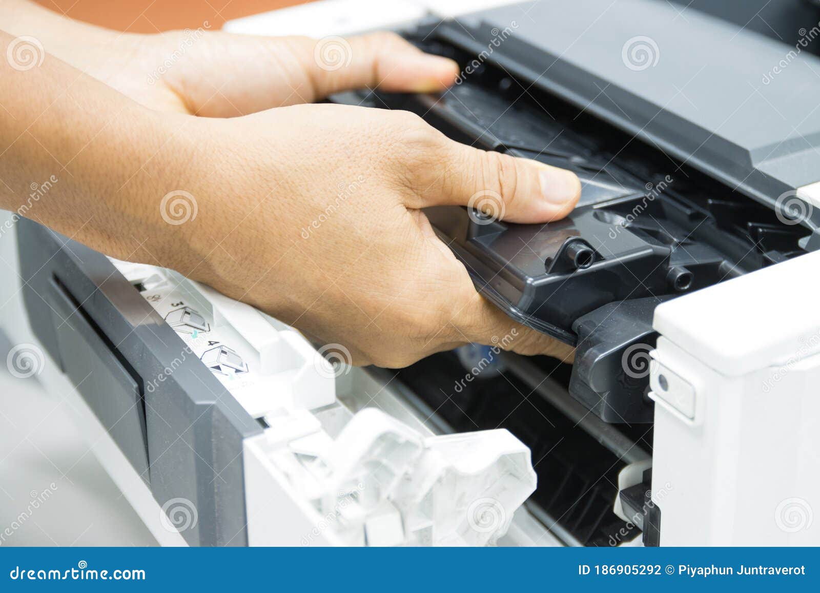 Technicians Replacing Toner in Laser Printer Stock Photo - Image of ...