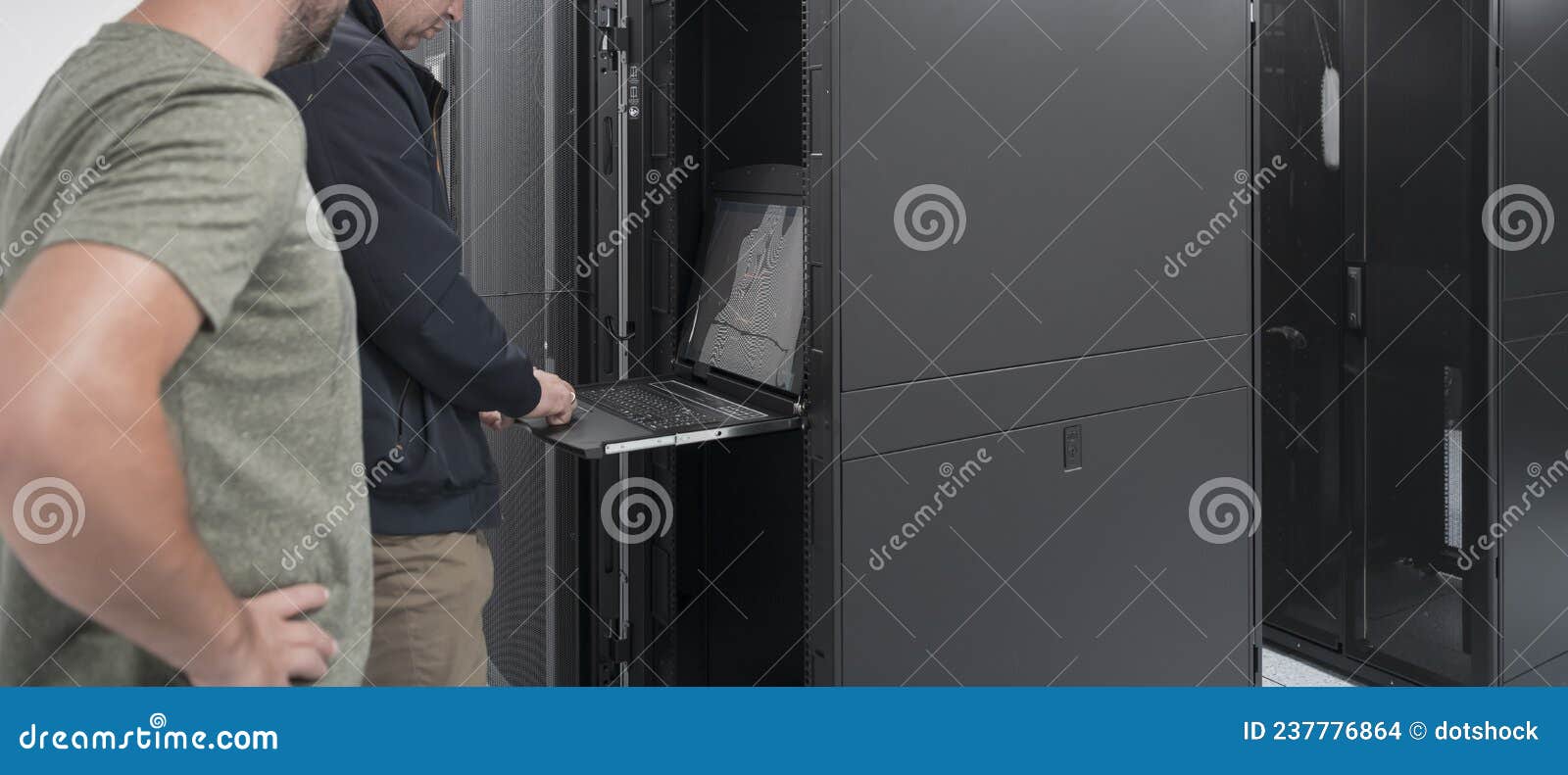 Technicians Team Updating Hardware Inspecting System Performance in ...