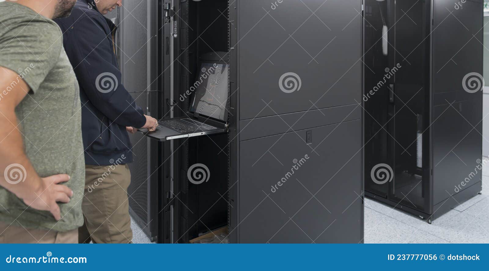 Technicians Team Updating Hardware Inspecting System Performance in ...