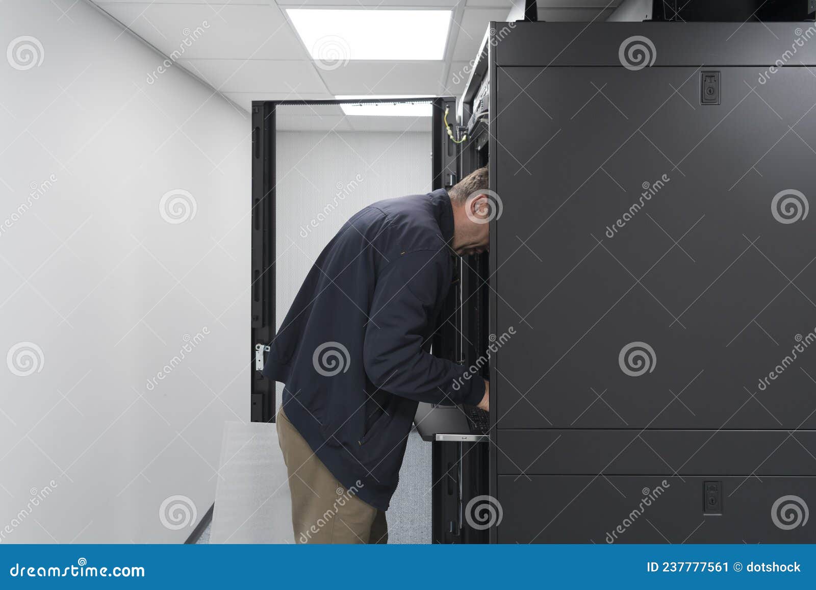 Technicians Team Updating Hardware Inspecting System Performance in ...
