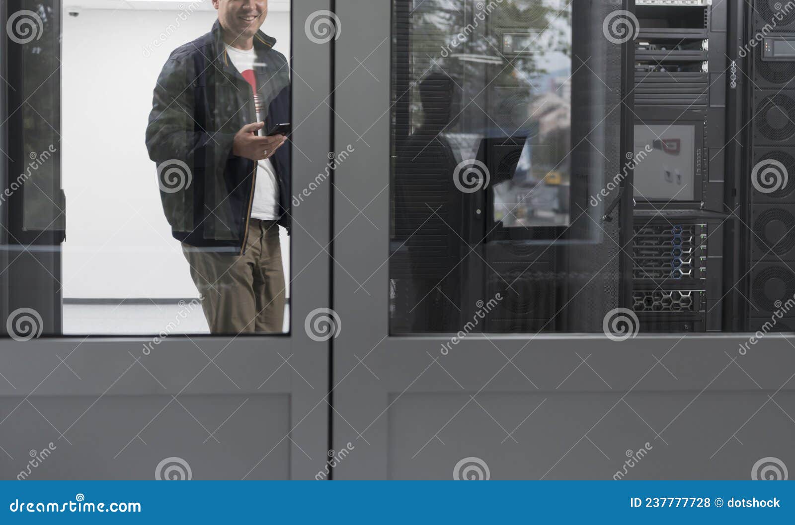 Technicians Team Updating Hardware Inspecting System Performance in ...