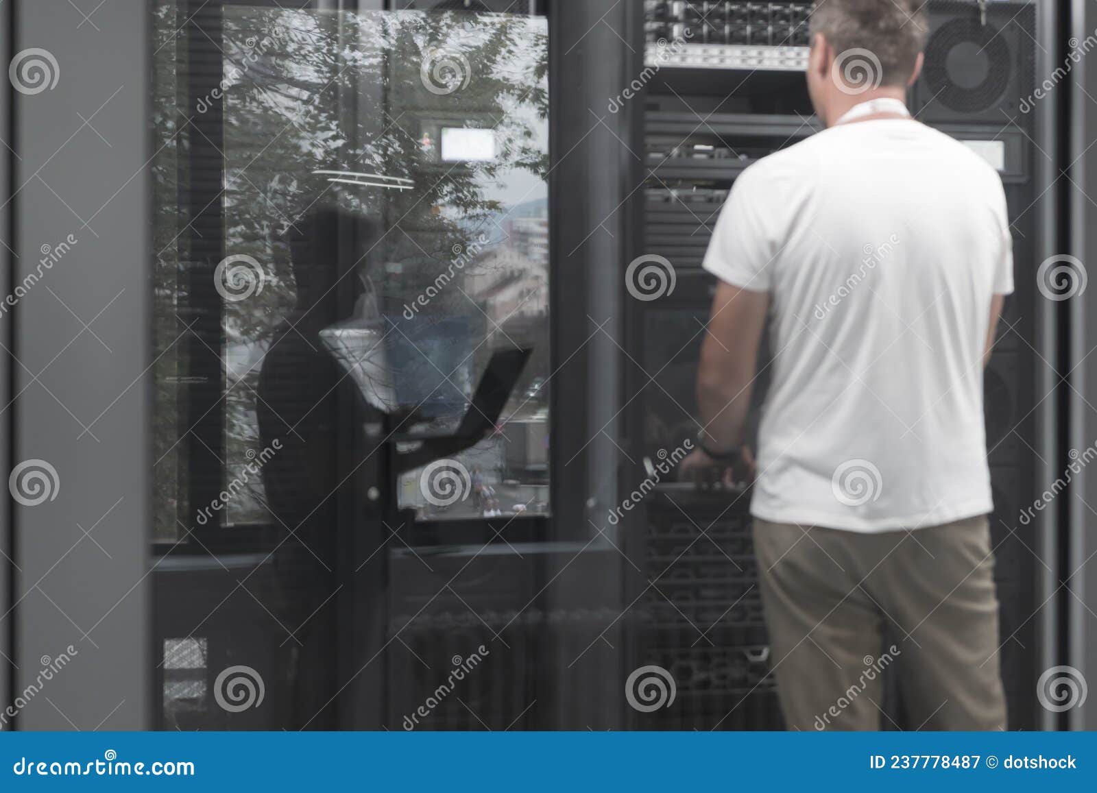 Technicians Team Updating Hardware Inspecting System Performance in ...