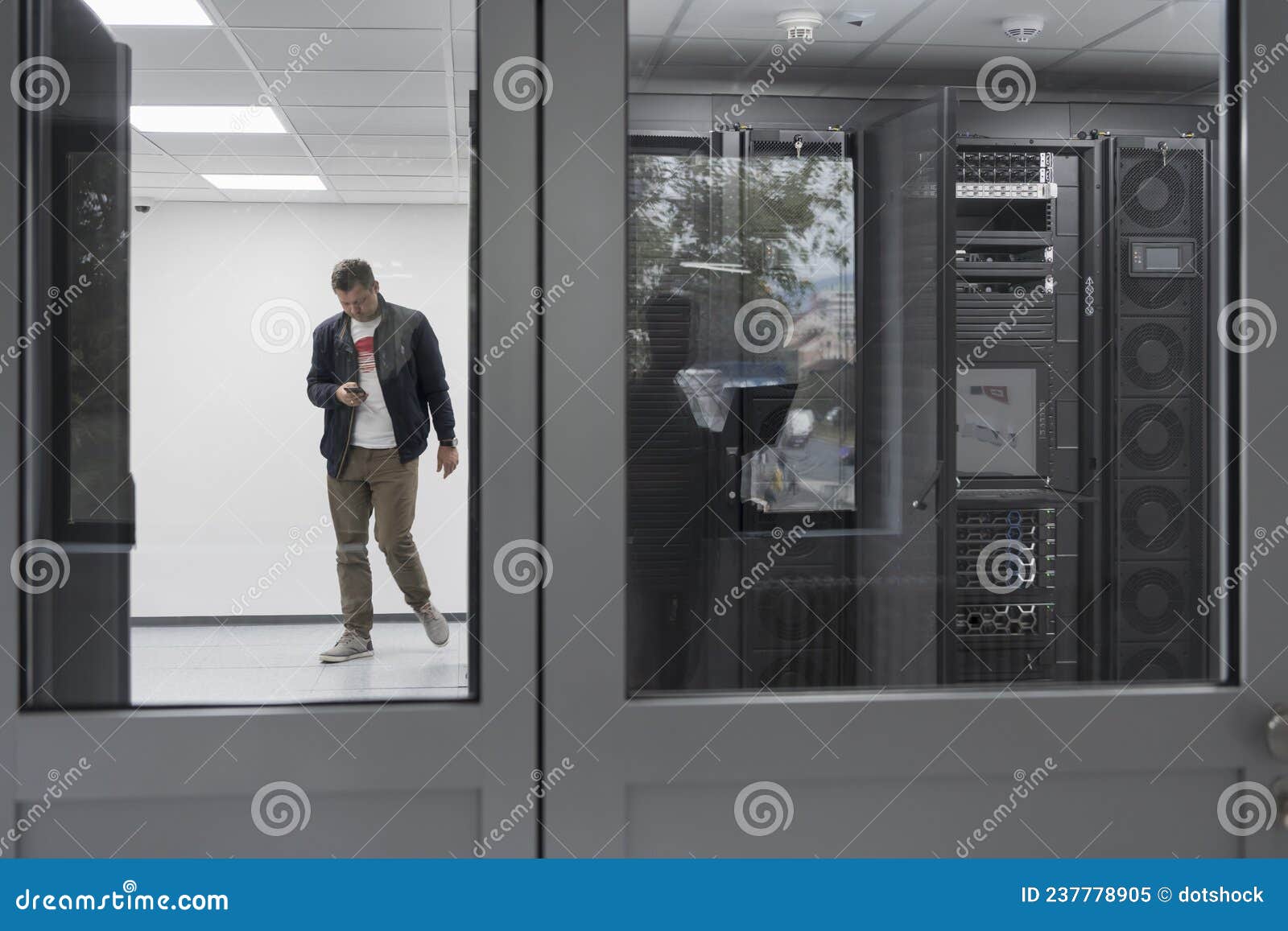Technicians Team Updating Hardware Inspecting System Performance in ...