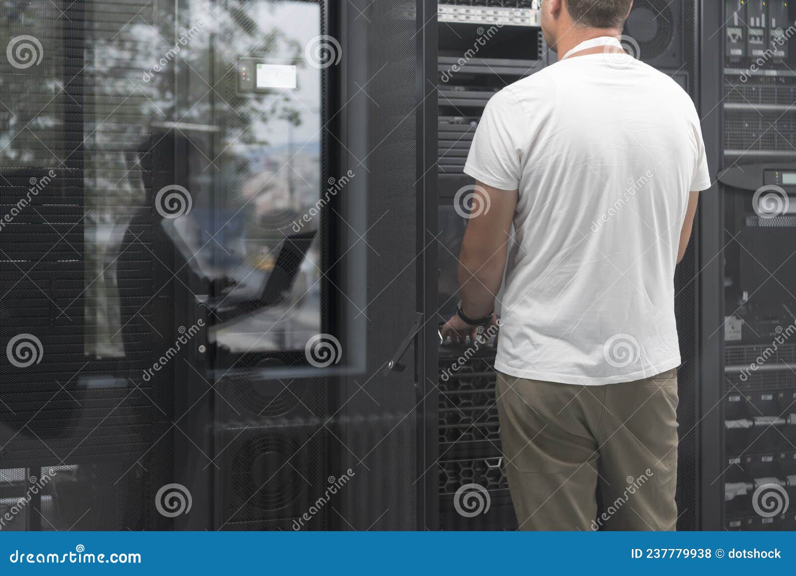 Technicians Team Updating Hardware Inspecting System Performance in ...