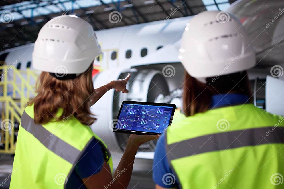 Technicians Using Scada System Aircraft Maintenance Stock Photo - Image ...