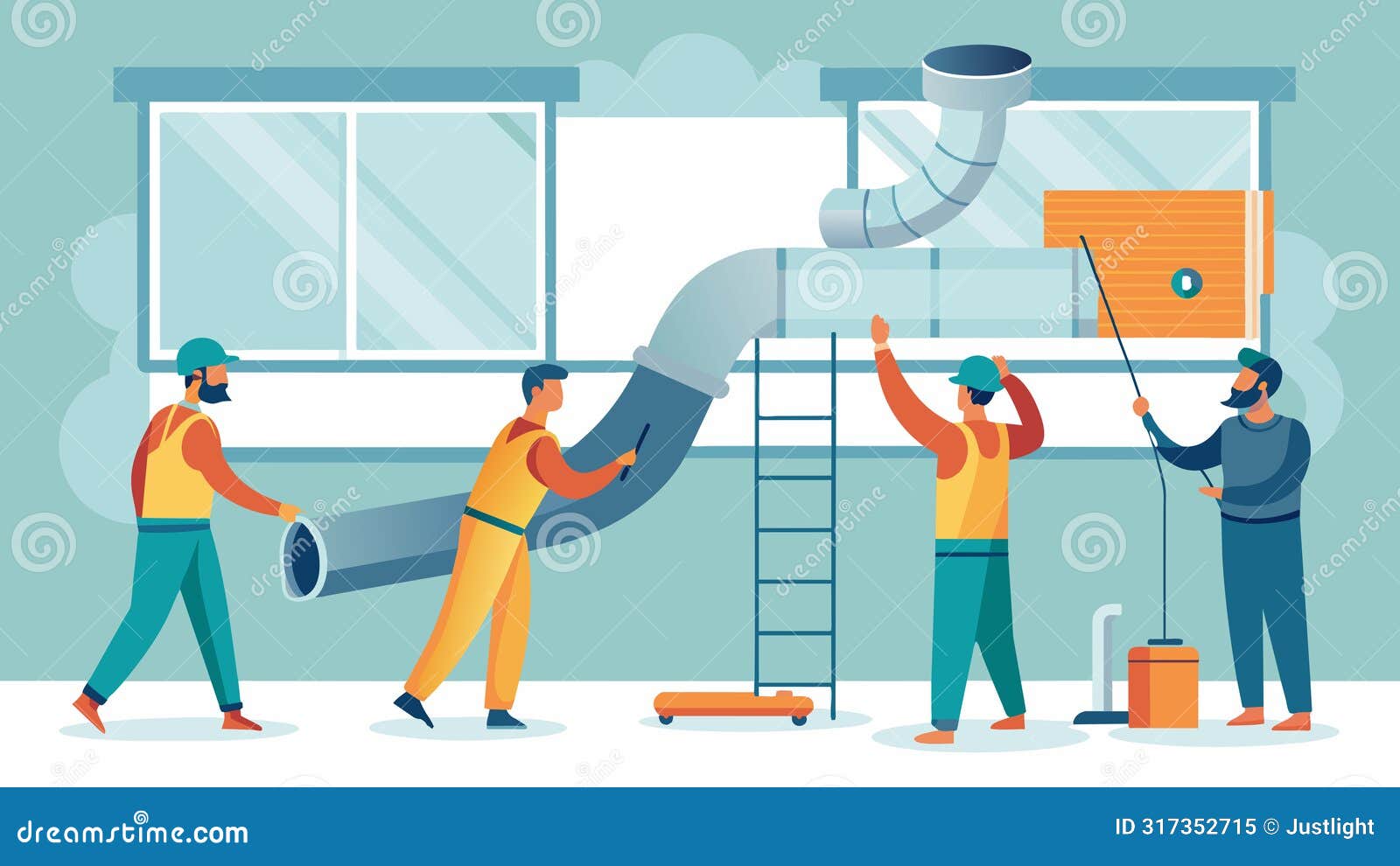 Technicians Using Specialized Tools To and Bend Metal Sheets Creating ...