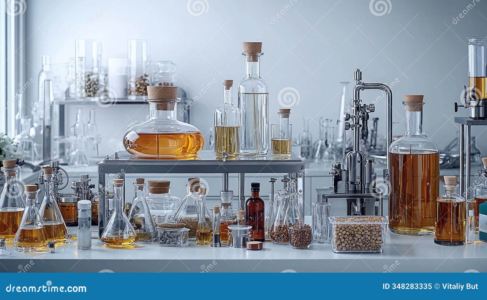 Technicians White Lab Coats are Engaged Meticulous Extraction and ...