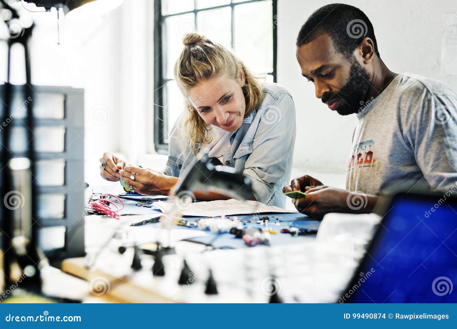 Technicians are Working on Electronics Parts Stock Photo - Image of ...