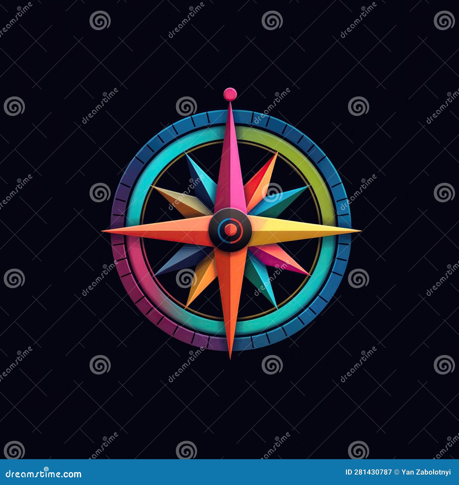 Spectrum Navigator A Compass Icon Featuring A Full Spectrum Of Colors ...