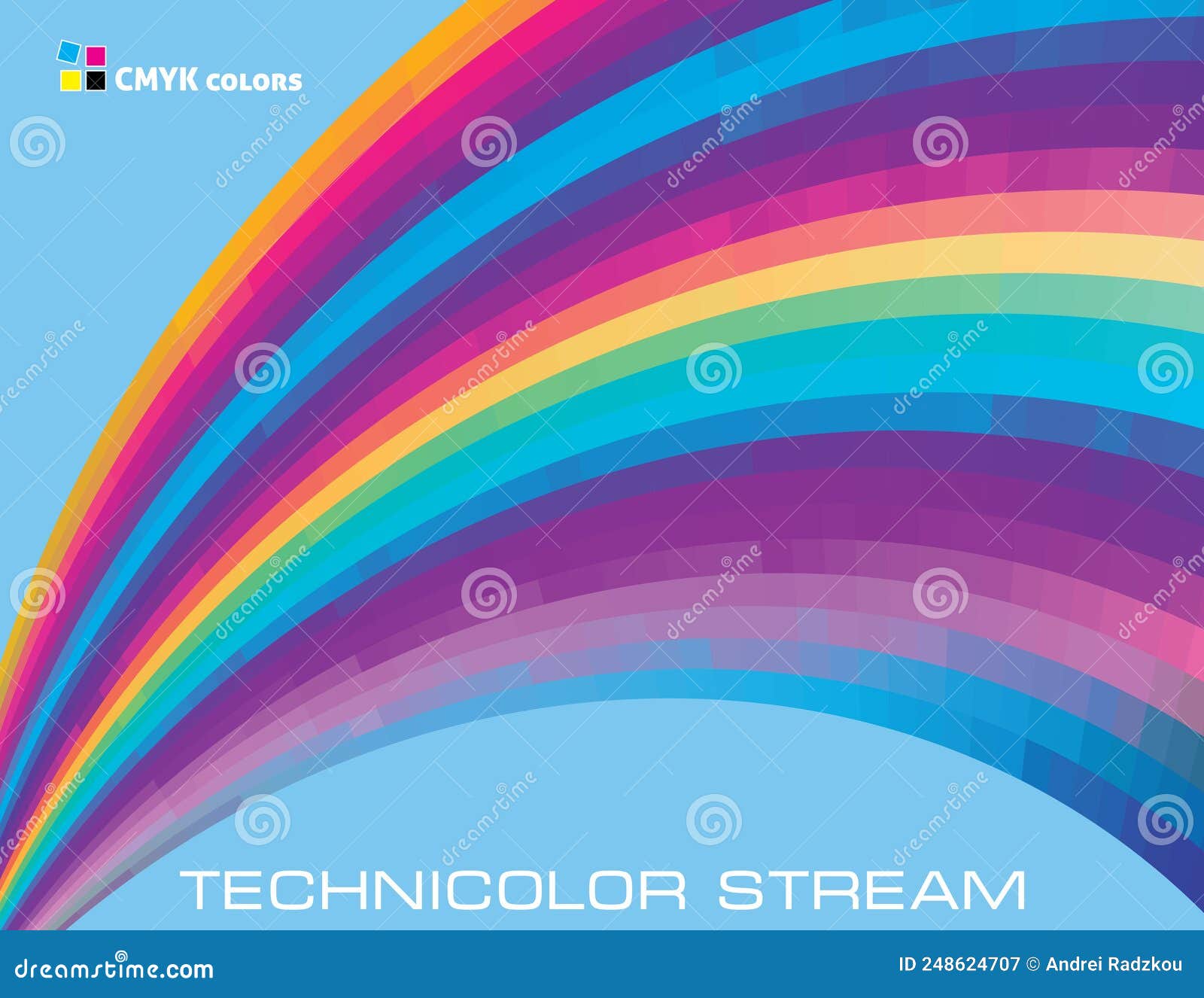 Technicolor Stream with Colour Gradations. Multicolor Vector Pattern ...