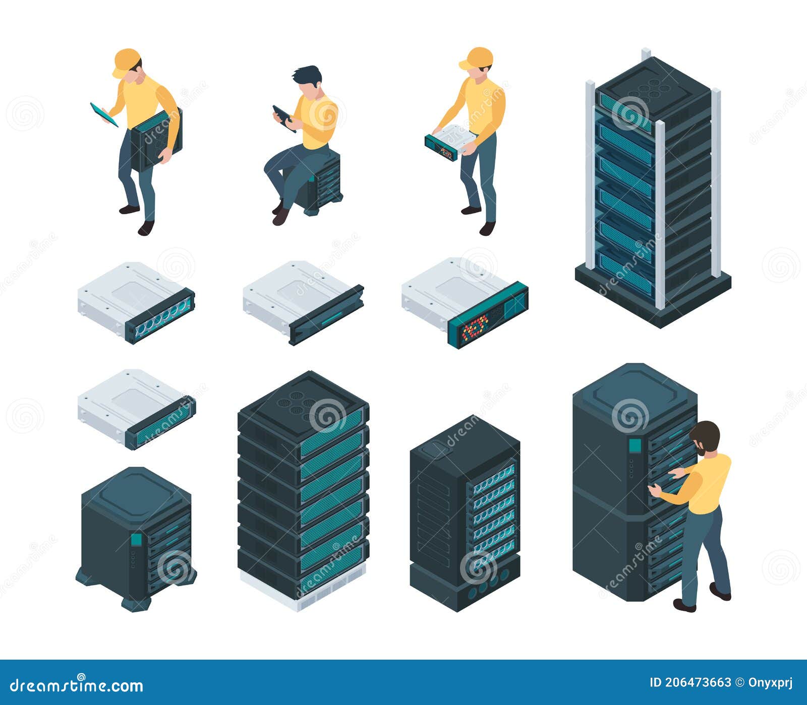 Technicus in De Serverruimte. Computer Lan Meester Met Router ...