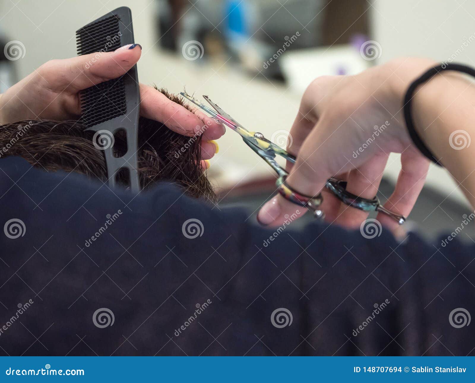 The Technique of Cutting with Scissors. Stock Photo - Image of person ...
