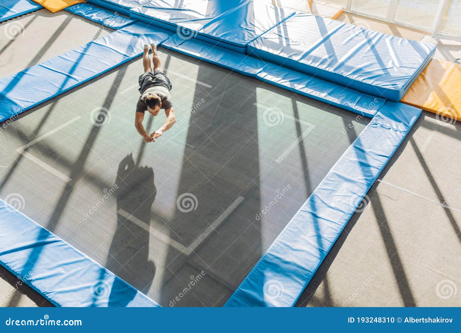 Technique of Falling on the Trampoline Stock Photo - Image of flying ...