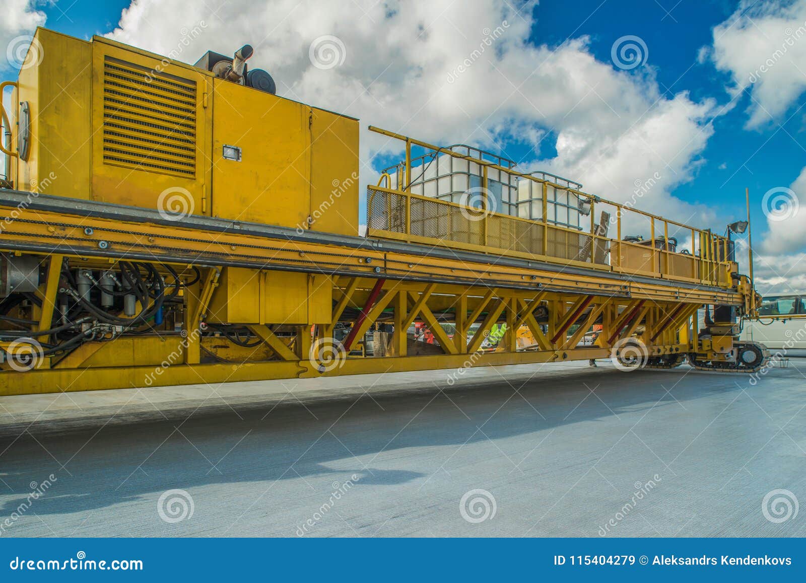 Technique for Pouring Concrete at the Aerodrome. Concrete Runway. Stock ...
