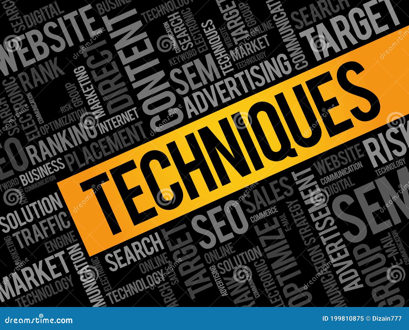 Techniques word cloud stock illustration. Illustration of collage ...