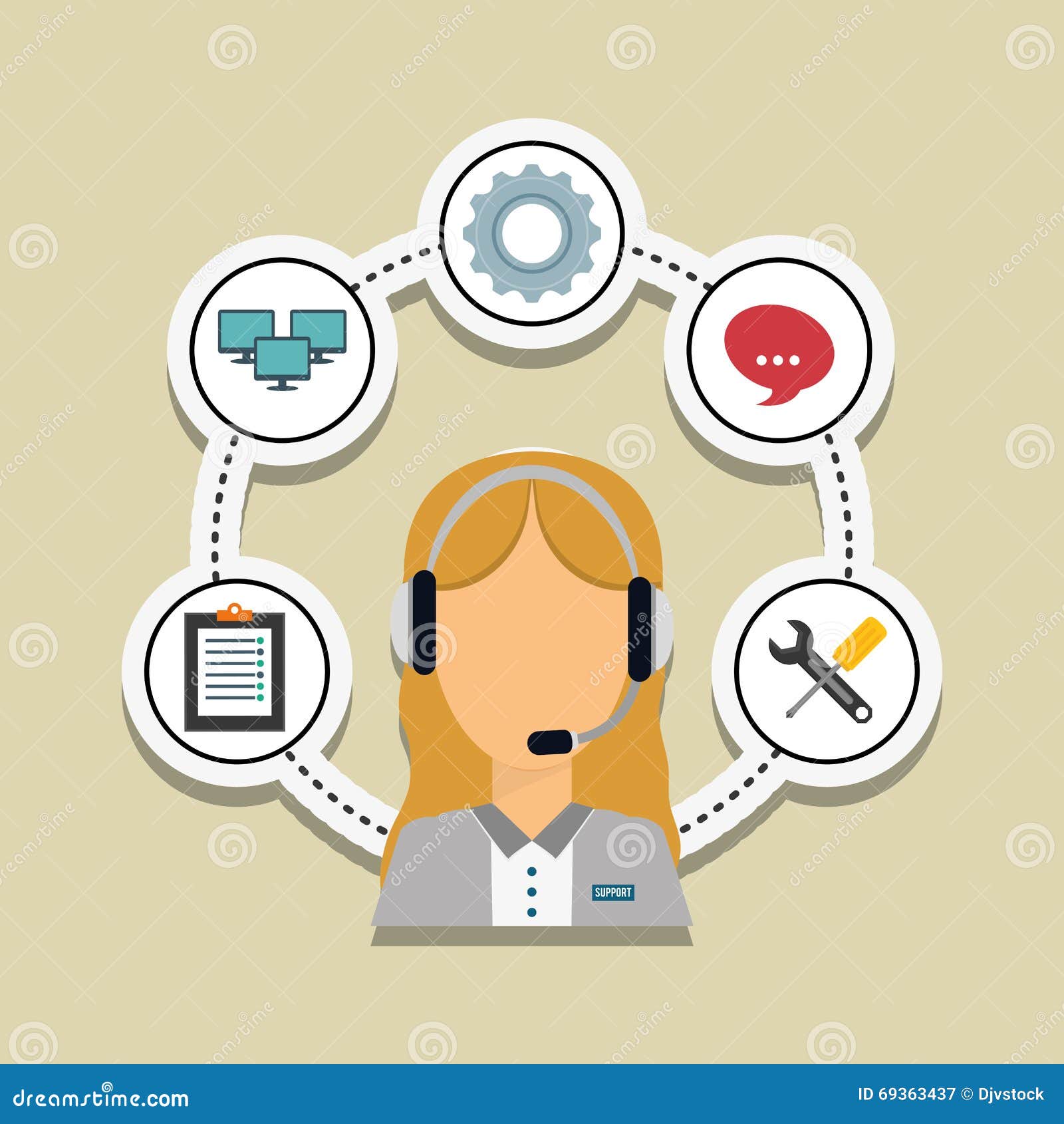 Technischer Service Und Call-Center-Ikone Entwerfen, Vector Illustration Vektor Abbildung ...