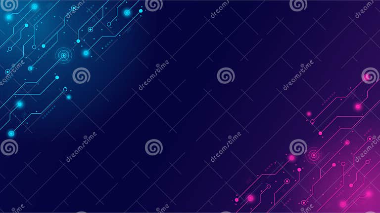 2d Illustration Abstract Futuristic Electronic Circuit Technology ...