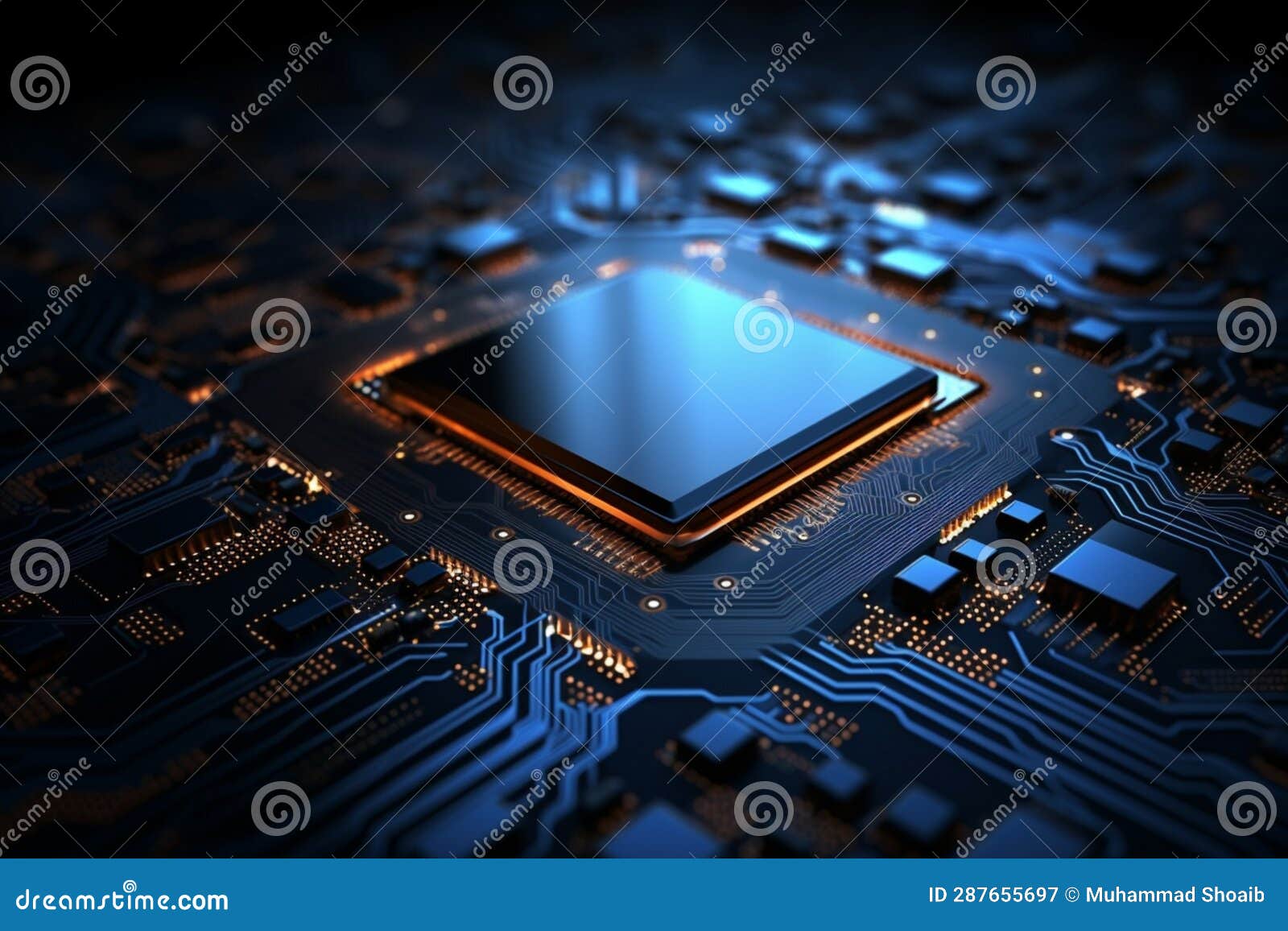 Techno Artistry Abstract Circuit Board Integrates Chip Processor ...