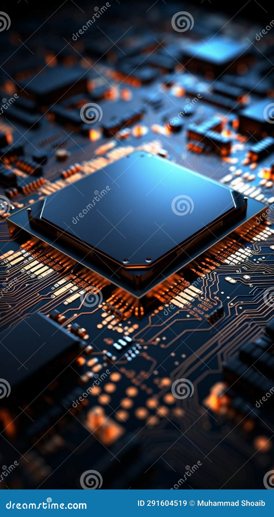 Techno Artistry Abstract Circuit Board Integrates Chip Processor ...