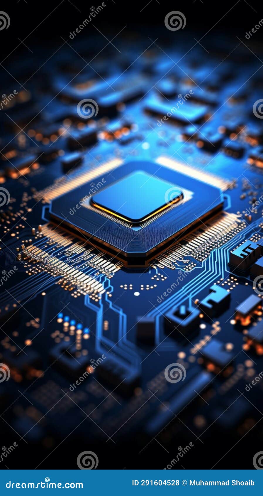 Techno Artistry Abstract Circuit Board Integrates Chip Processor ...