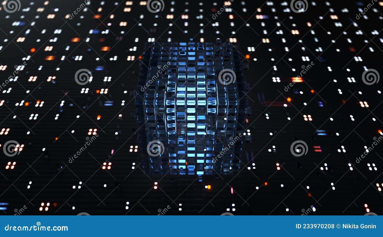 Techno Blocks 3D Rendering Illustration Stock Illustration ...