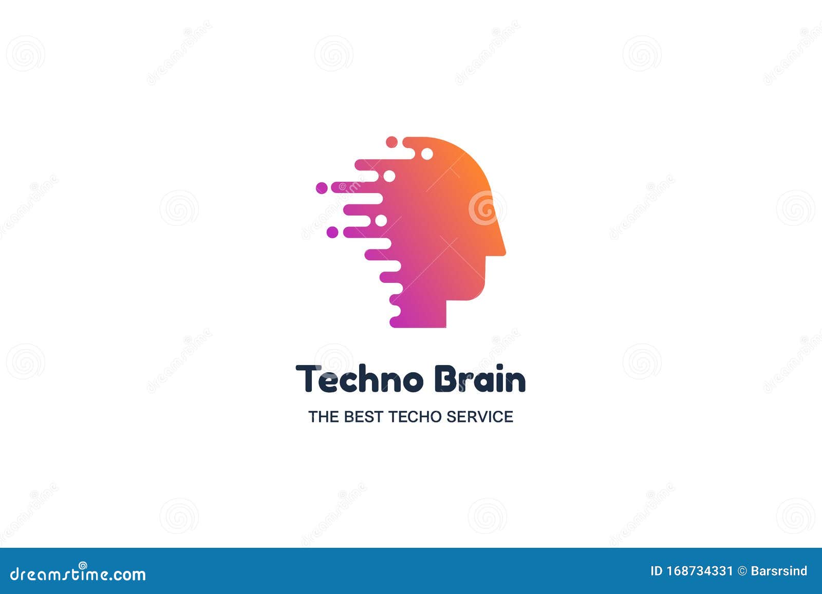 Techno Brain Negative Space Logotype Concept Stock Illustration ...