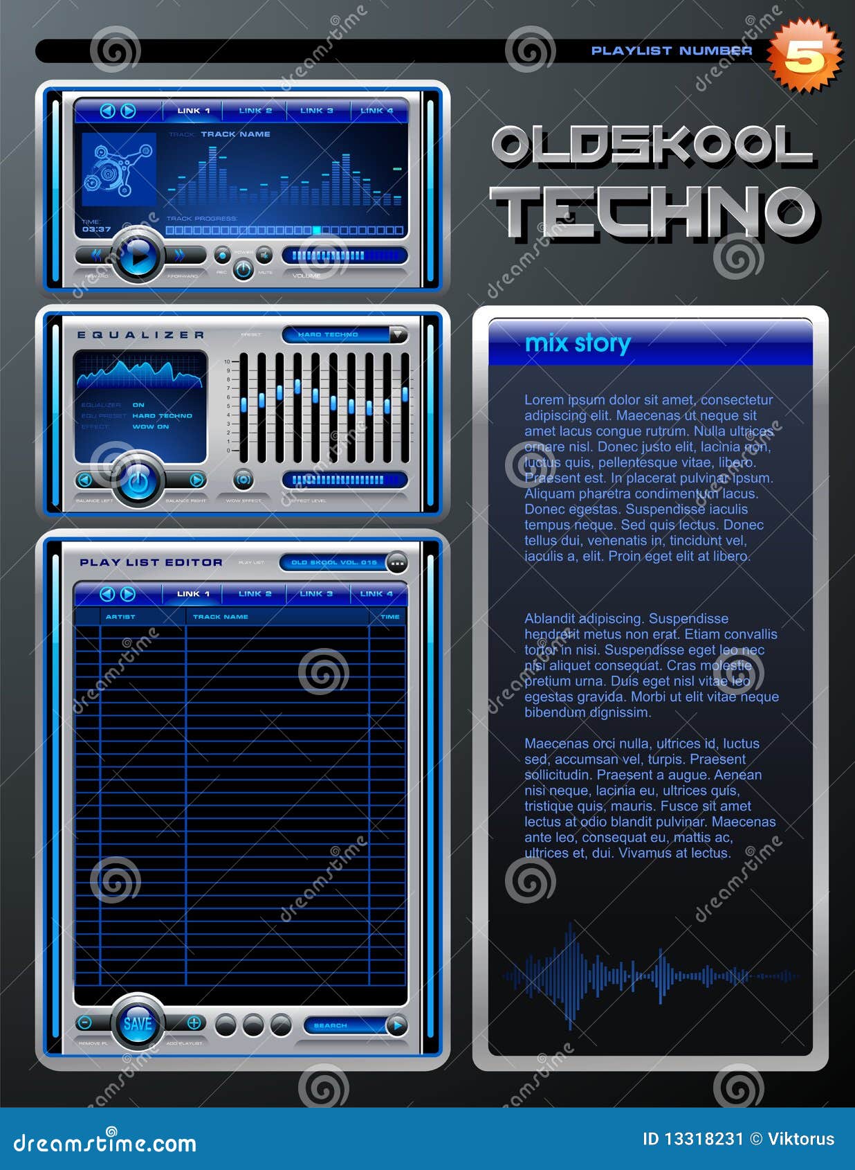 Techno brochure stock vector. Illustration of song, playlist - 13318231
