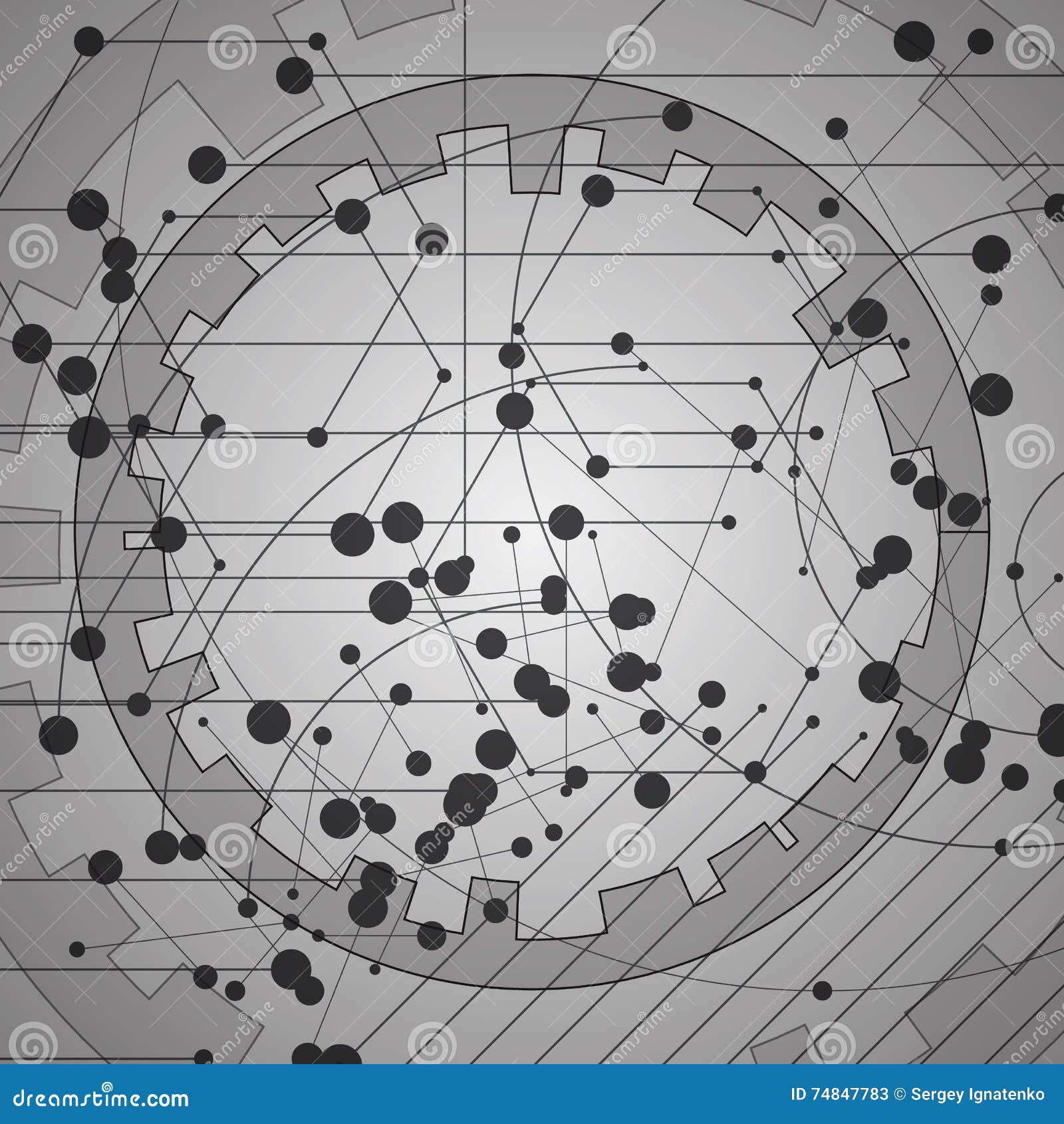 Techno Circular Shape Dot and Line Abstract Vector Background with ...